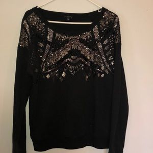 Express | Sweaters | Express Sequin And Beaded Crew Neck Sweatshirt ...